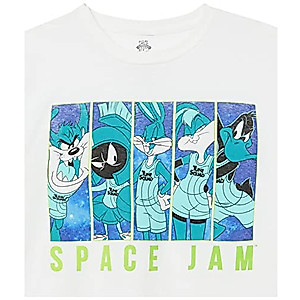 Space Jam Big New Legacy Short Sleeve T-Shirt-Boys 4-20-Lebron, Bugs, Taz, Marvin, Daffy, White, M(10-12)