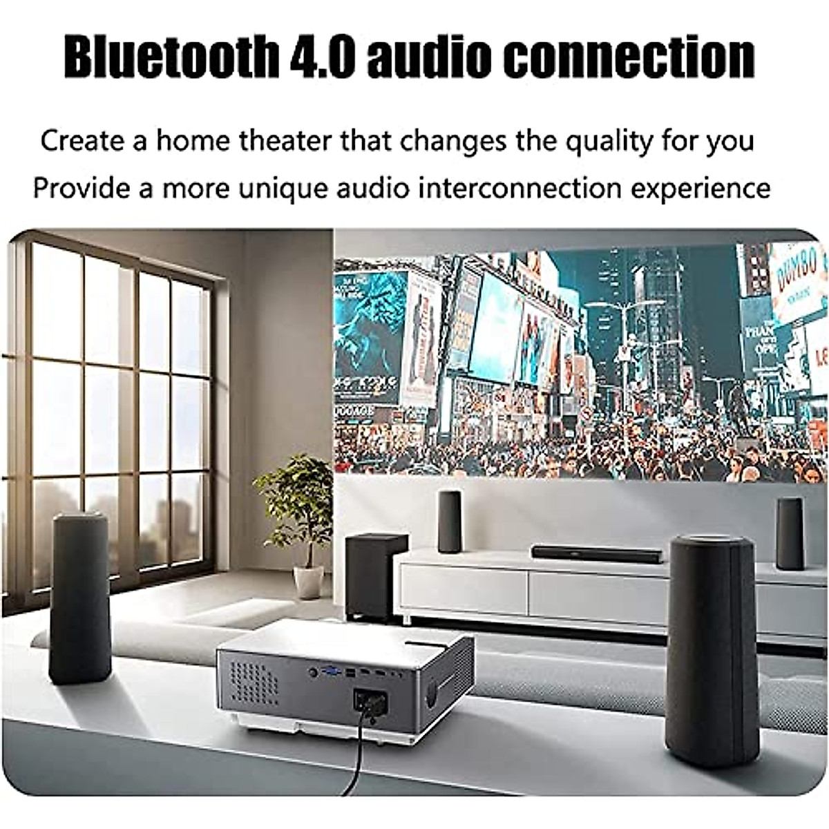 ONOTEC WiFi Mini Projector 4000L Full HD 1080P and 250" Supported, Portable Wireless Mirroring Projector for iOS/Android/TV Stick/PS4/PC Home & Outdoor