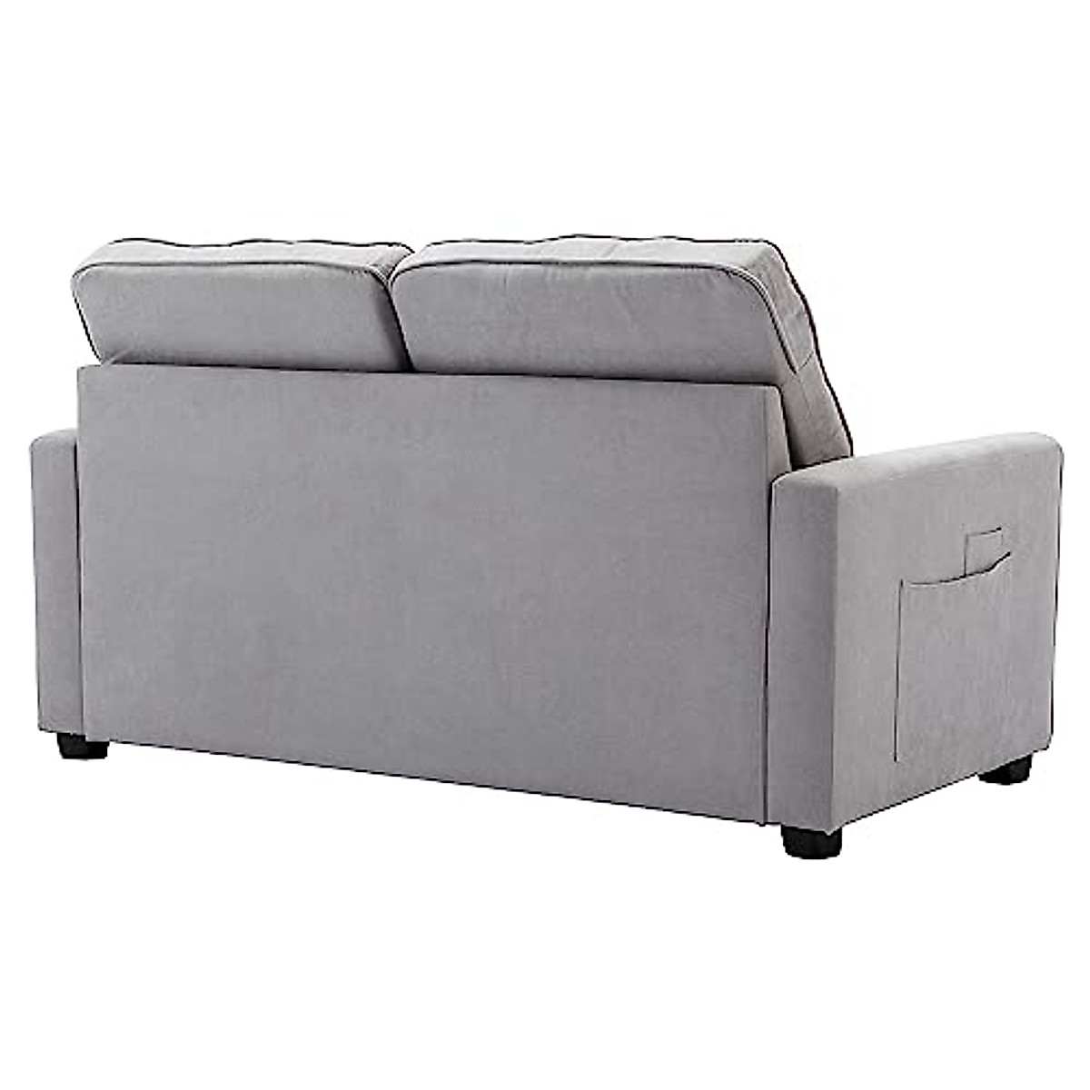 3 Fold Upholstered Futon Sofa Convertible Floor Sofabed ,Foldable Tufted Loveseat with Pull Out Sleeper Couch Bed, Space Saving Love Seat Daybed W/Side Pockets for Apartment Office Home Living Room