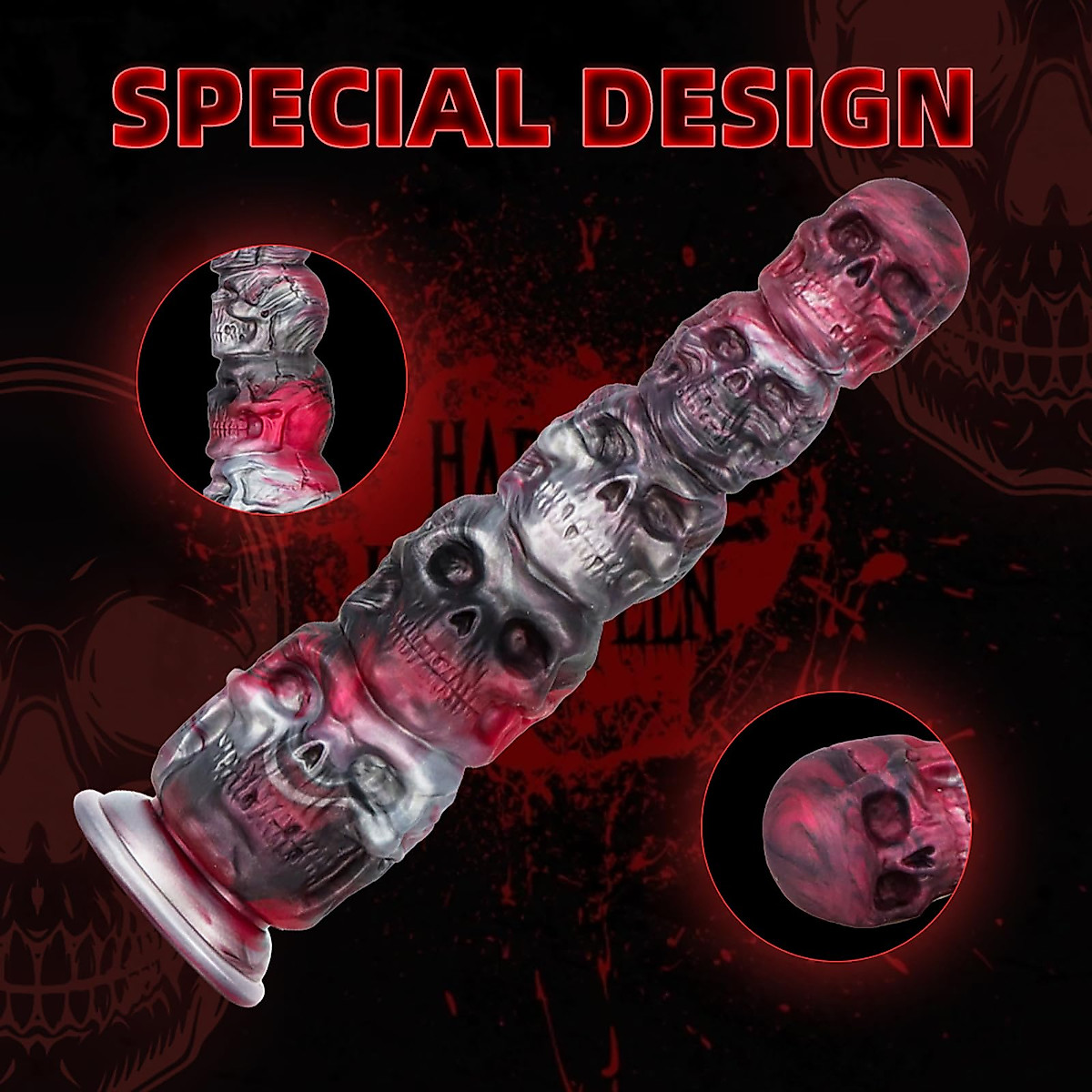 Skull Shape Male Realistic Dildo with Suction Cup, 11.8 Inch Silicone Fake Penis Adult Sex Toy for Man Woman - L