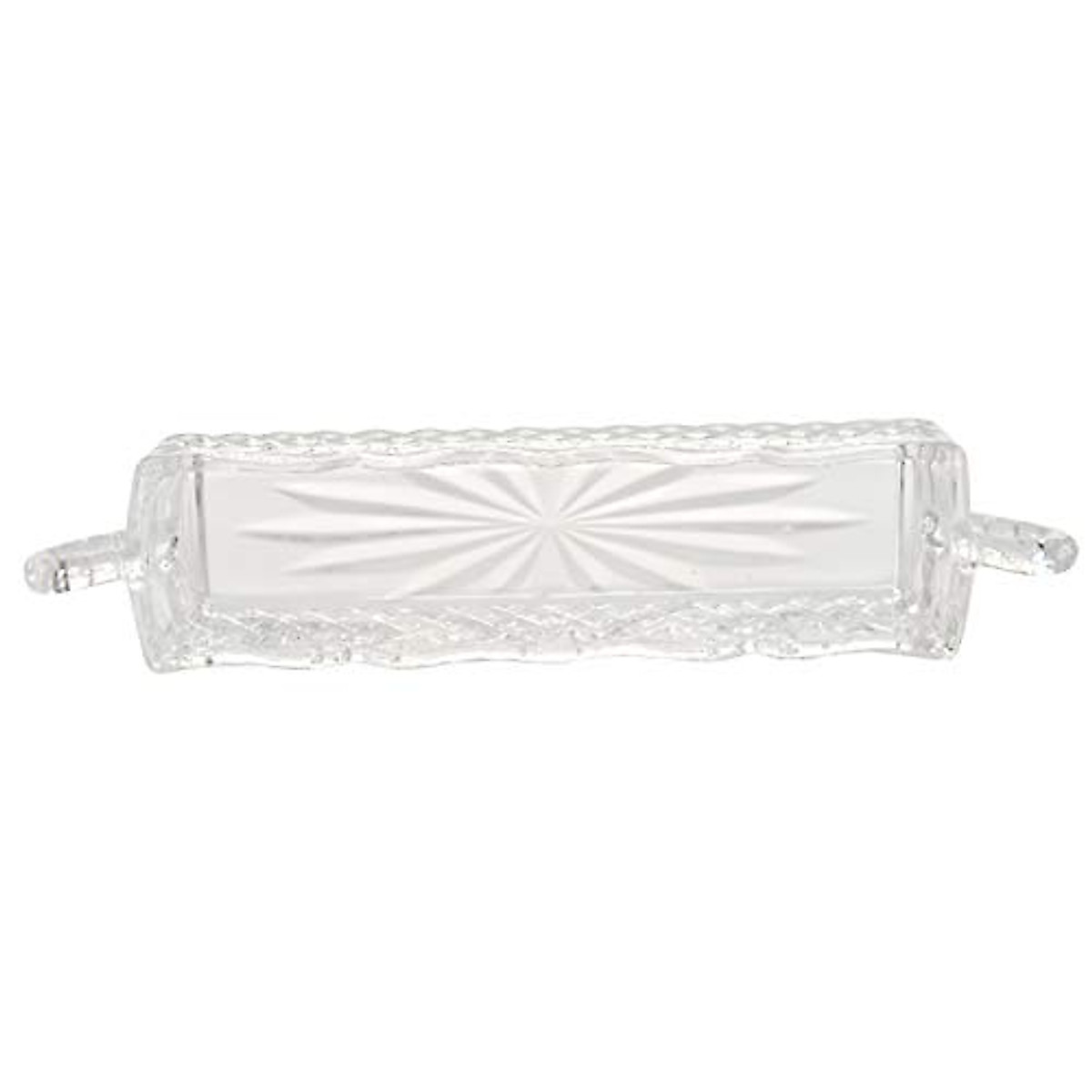 HOME-X Clear Glass Relish or Cracker Tray, Crystal Serving Tray – Set of 2, 11 ¾” L x 2 ½” W x 1 ½” H