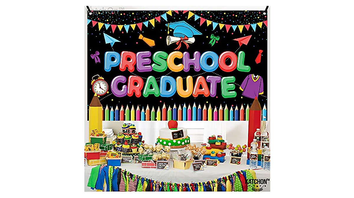 Colorful 72x44 Inch Preschool Graduation Banner for Class of 2023