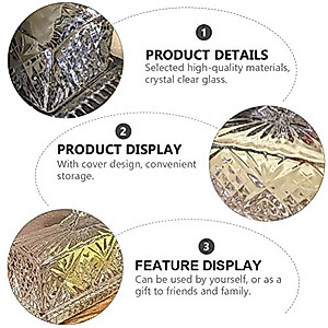 HEMOTON Glass Butter Dish with Lid Handle 2-Piece Design Butter Keeper Covers Crystal Covered Butter Dish Butter Container Dishwasher Safe Food Cake Dessert Fruit