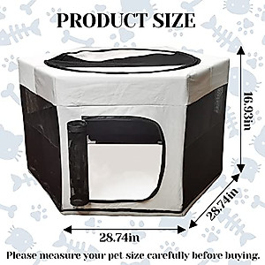 Fhiny Portable Rabbit Playpen, Breathable Small Animal Tent with Anti Escape Zippered Cover Portable Foldable Indoor Outdoor Exercise Fence for Bunny Ferrets Guinea Pigs Chinchillas Kittens (Grey)