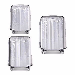 FABULWAY 3PCS Clear PVC Suitcase Cover Protectors Transparent Luggage Cover Waterproof Wheeled Suitcase Dust Cover Dustproof Travel Luggage Sleeve Protector 20"+24"+28"(3PCS)