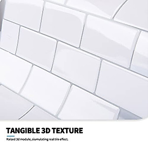 Art3d 10-Sheet Peel and Stick Tile Backsplash - 12"x12" Premium Kitchen Backsplash Peel and Stick Tile, Bright White