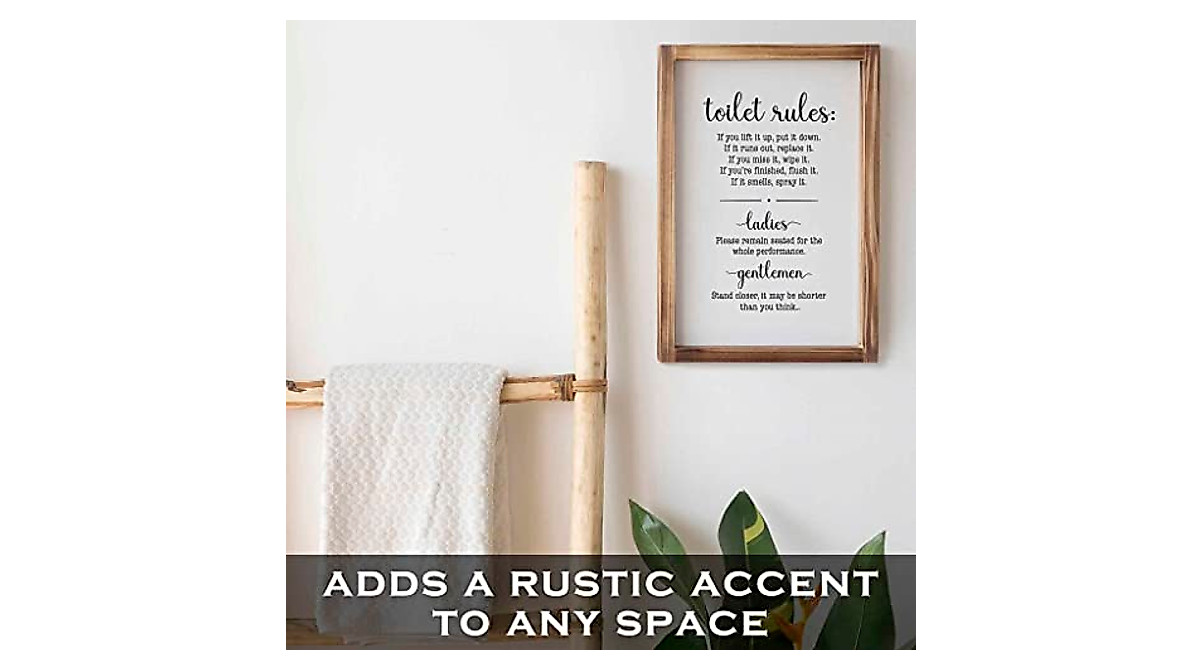 Toilet Rules Bathroom Sign 11x16 | Funny Farmhouse Decor