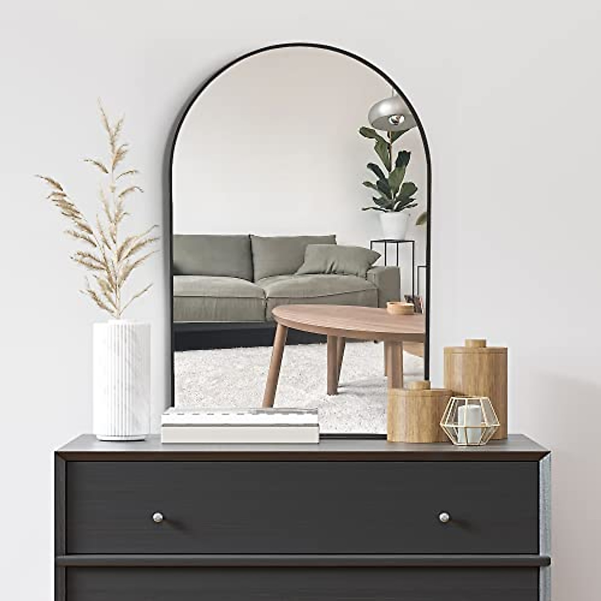 Sixty Times - Arch Mirror - 24" x 36" Inch - Black Arched Mirror, Wall Mounted, Boho or Modern Bathroom, Wall Decor for Entry, Hallway or Mantle Fireplace