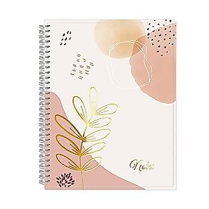 SUNEE Large Spiral Notebook, Journal For Women, Aesthetic Cute Abstract Notebook with Pockets, Flexible Cover, College Ruled Paper, 11" x 8-1/2", 80 Sheets - 160 Pages, for Work, School Supplies