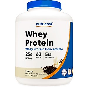 Nutricost Whey Protein Supplement Powder, Vanilla, 5 pounds