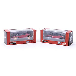 Pagani Huayra BC Rosso Dubai Red Metallic and Black with Silver Stripes Global64 Series 1/64 Diecast Model Car by Tarmac Works T64G-TL014-RE