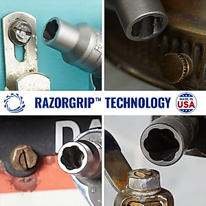 18-Piece Bolt Lug Nut Extractor Socket Set with RAZORGRIP - Made in USA Steel