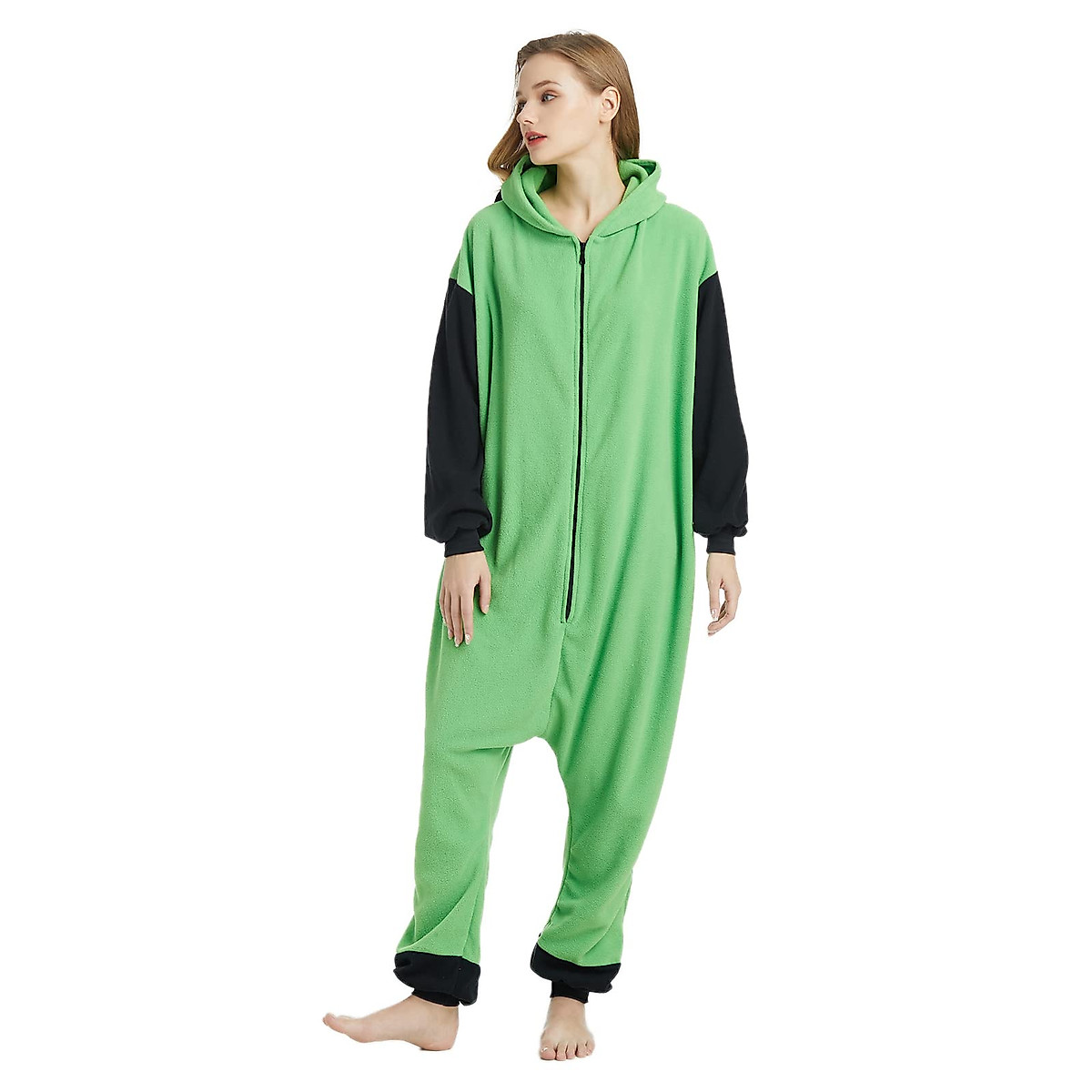OGU' DEAL Unisex Invader Zim Cosplay Onesie Pajamas Green Halloween Costume Mens Women Hooded Christmas Sleepwear Homewear