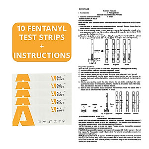 ALLTEST Fentanyl Test Strips - 10 Test Strips Per Pack - #1 Global Selling Fentanyl Test Strips for Powder or Liquid - Harm Reduction Tool, Overdose Prevention, 1 Minute Results, 20ng/mL Cut-off