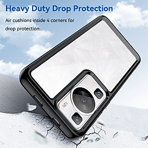 DFTCVBN Phone Case for Huawei P60 Case, P60 Pro MNA-LX9 LNA-LX9 Case with HD Screen Protector, Soft Bumper with Clear Crystal PC Hard Back Shockproof Cover Cases for Huawei P60 Pro Black