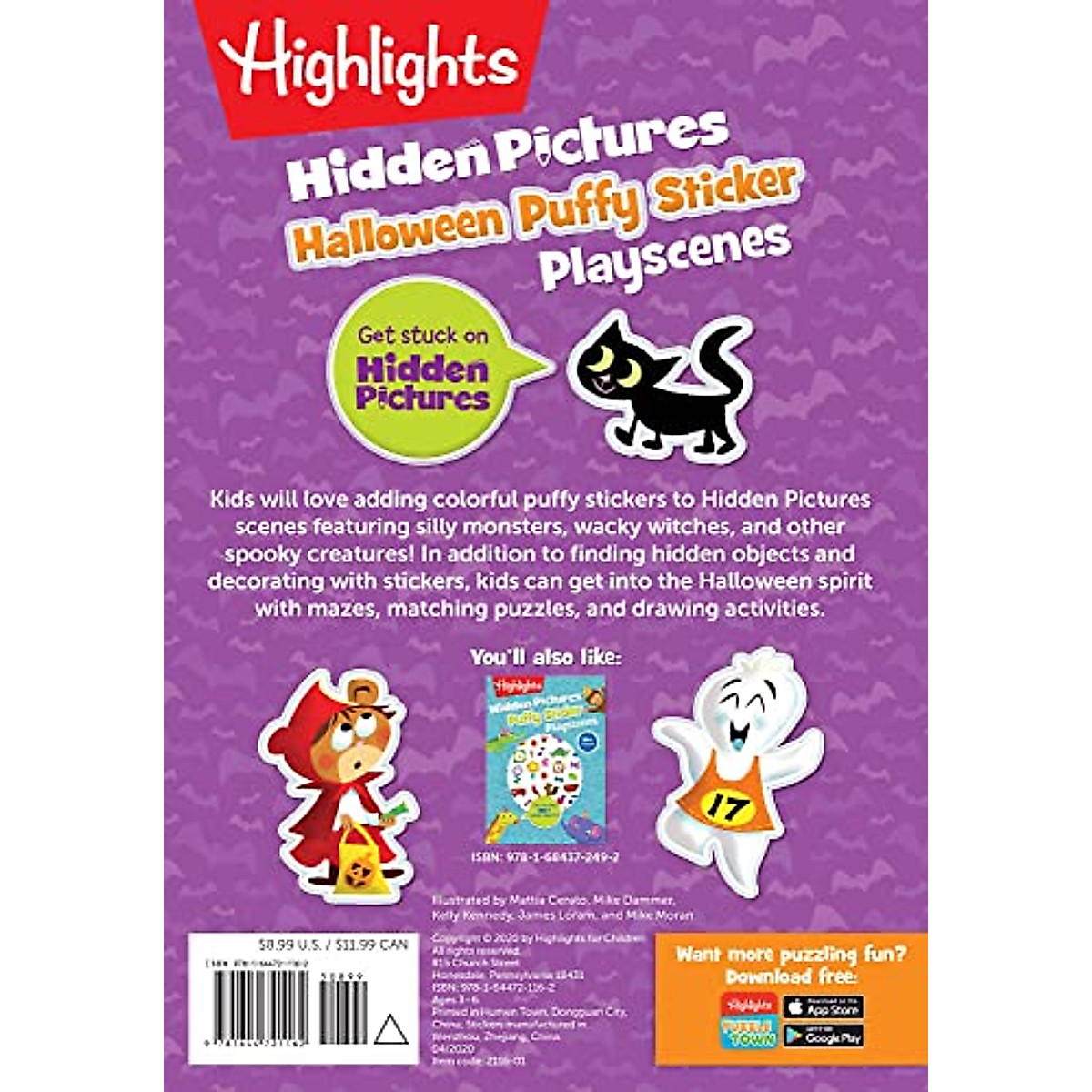 Halloween Hidden Pictures Puffy Sticker Playscenes: Over 50 Reusable Halloween Stickers to Decorate, Find Over 175 Hidden Objects, Solve Mazes and More (Highlights Puffy Sticker Playscenes)