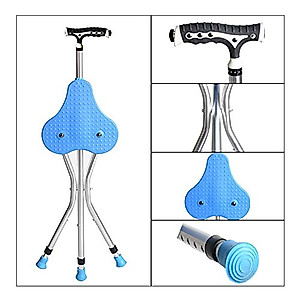 TEmkin Walking Stick with Seat Cane Chair Old Man Cane Stool Crutch with Stool Walking Stick Collapsible Telescopic,NotAdjustableLampHead