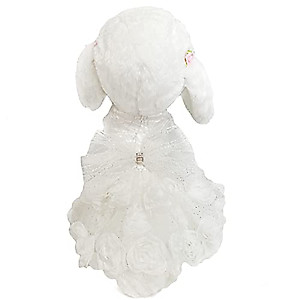 SEIS Bowknot Dog Wedding Dress Pet Tutu Costume Cat Formal Apparel Teddy Party Skirt Princess Suit Clothes for Cats Small Medium Dogs Bichon Pug (S (Chest Circumference 37cm/14.5"))