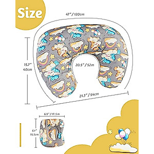 DF DUALFERV Nursing Baby Pillow Support Breastfeeding Pillow Infant Removable Cover Feeding Baby Pillow Washable Soft Snug Cotton Fits on Comfortable