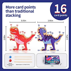 JACATO Wooden Stacking Dinosaur Toys for Kids 3-5, Wooden Montessori Toys for Boys Girls 2 3 4 Year Old, Dinosaur Toys Christmas and Birthday Gifts for Boys Girls 2-6