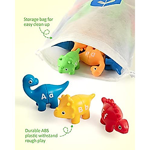 Coogam Matching Letters Fine Motor Toy, 26 PCS Double-Sided ABC Dinosaur Alphabet Match Game with Uppercase Lowercase, Preschool Educational Montessori Learning Toys for Toddlers Boys Girls