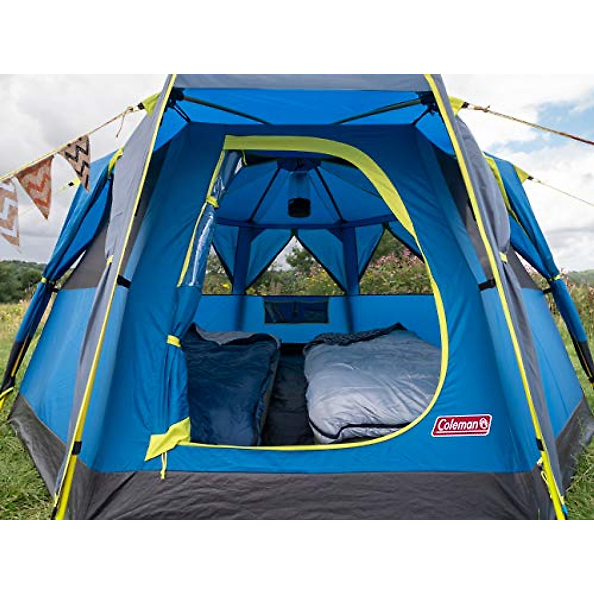 Coleman Tent Octago, 3 Man Tent Ideal for Camping in The Garden, Dome Tent, Waterproof 3 Person Camping Tent with Sewn-in Groundsheet