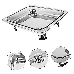 Garneck Steel Buffet Metal Serving Tray Dish Rack Tray Stainless Steel Sheet Pan Salad Platter Chafing Warmers Chafing Dish Inserts Buffet Party Metal Tray Canteen Tray Buffet Snack Tray