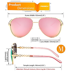 FEISEDY Retro Polarized Pilot Sunglasses for Women 70s Vintage Trendy Shades B4147