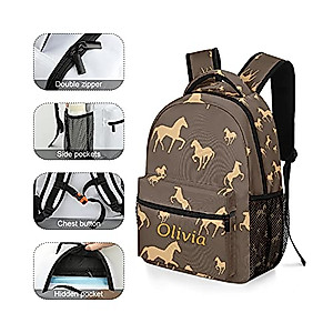 Cute Funny Horse Bag Backpack Personalized Name Waterproof for Boys Gift