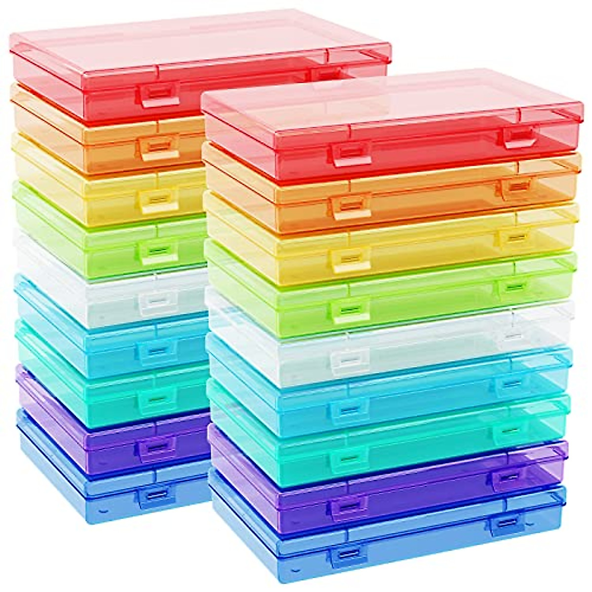 iBune Large 4" x 6" Photo Storage Box, 18 Inner Photo Cases Store up to 1800 Photos, Photo Organizer Cards Craft Keeper with Handle for Photo Puzzles Cards Seed Packets, Rainbow