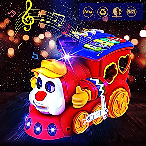 Baby Toys 12-18 Months Musical Train Kids Toys for 1 2 3 4+ Year Old Boys Girls Gifts,Early Education Learning Toy with Fruit Block/Music/Light/ for 6 to 12 Months Toddler Christmas Birthday Gifts