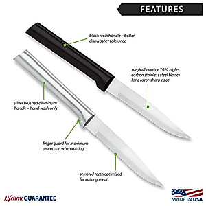 Rada Cutlery Serrated Steak Knife, Aluminum Handle, Pack of 6
