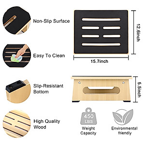 Wooden Step Stool for Adults Seniors with Non-Slip Rubber Feet Step, Heavy Duty Platform Stepping Stools with 450 LBS Capacity for Bedroom Kitchen Bathroom, Bed Steps for High Beds, Bedside Support