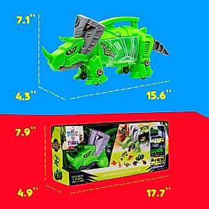 Think N Thrill Dinosaur Toys Storage Carrier for Kids Includes 6 Mini Dinosaurs 3 Toy Cars & Helicopter - #1 Best Fun Playset for Boys & Girls - Great for Children Ages 3+ Years Old (Dinosaur)