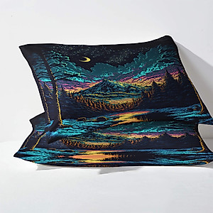 Mountain Sheets Full Size, Nature Bed Sheets, Patterned Bedding Sheets & Pillowcases 4 Piece Set - Soft Microfiber Deep Pocket Fitted Sheet & Flat Sheet & 2 Pillow Cases A3-&-32