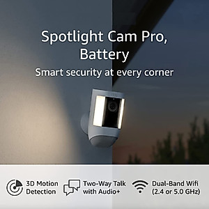 Introducing Ring Spotlight Cam Pro, Battery | 3D Motion Detection, Two-Way Talk with Audio+, and Dual-Band Wifi (2022 release) - White