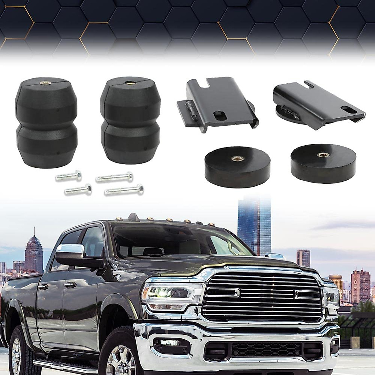 PIT66 Rear Suspension Enhancement System Compatible with Dodge Ram 2500 2WD 2014-2021/Compatible with Dodge Ram 2500 4WD 2014-2021 DR2500D