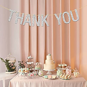 INNORU Thank You Banner - Silver Glitter Thanksgiving Day - Wedding Bunting Photo Booth Props Anniversary Bridal Party Decoration Supplies