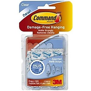Command Strips 17200CLR Clear Assorted Refill Strips 16 Count