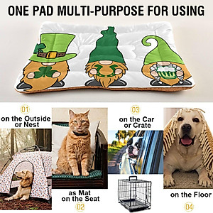 YETTASBIN St. Patrick's Day Gnome Crate Pet Bed, Portable Washable Dog Cat Mat, Soft Comfortable Pet Mattress with Non-Slip Bottom for Dogs Cats Sleeping, 36 x 24 Inch