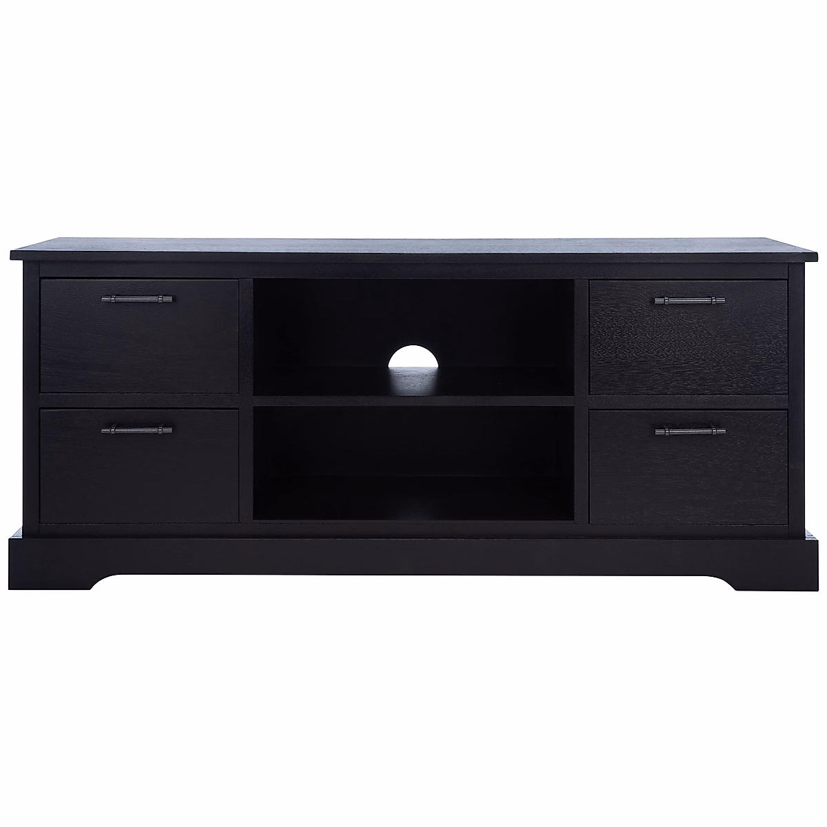 SAFAVIEH Home Collection Filbert Black 4-Drawer Entertainment Stand up to 55" Flatscreen TV (Fully Assembled) Media Unit