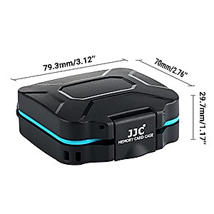 JJC Deluxe 8 Slots Compact Memory Card Case Holder Box Organizer for SD microSD SDXC microSDXC SDHC microSDHC TF Card, Travel-Friendly Memory Card Container with Water-Resistant & Shockproof Function