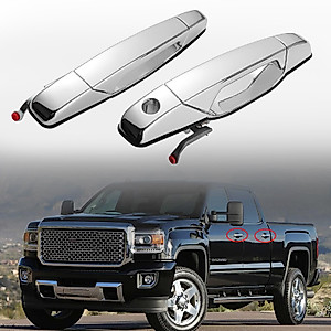 Exterior Door Handle (Upgraded) 4 PCS Front Rear Driver & Passenger for 2007-2013 Chevy Silverado Suburban Tahoe Avalanche, GMC Sierra Yukon, Cadillac Escalade Replaces 22738721 22738722 22738725