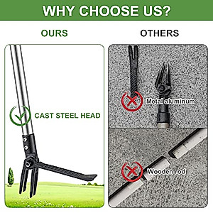 CALCHELE Garden Tool - 64" Stand Up Weed Puller Tool with Long Handle - Made with Stainless Steel & 4-Claw cast Steel Head Design - Easily Remove Weeds Without Bending, Pulling, or Kneeling