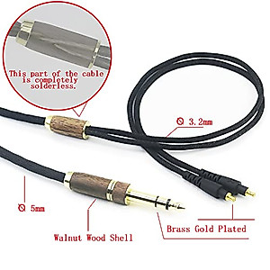 NewFantasia Replacement Audio Upgrade Cable 6N OCC Copper Silver Plated Cord Compatible with Audio-Technica ATH-MSR7b ATH-SR9 ATH-ESW990H ATH-ES770H Headphone Walnut Wood Shell & 6.35mm Adapter