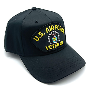 Infinite Hats US Air Force Veteran Patch Adjustable Baseball Cap (Black)