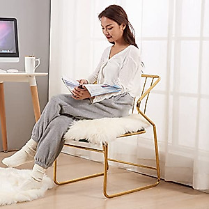 Outlavish Sheepskin Seat Pad Covers, 20x20 Square Medical Cushion for Chairs & Stools, Super Soft Fur & Extra Memory Foam Layer (Pearl White, 20x20)