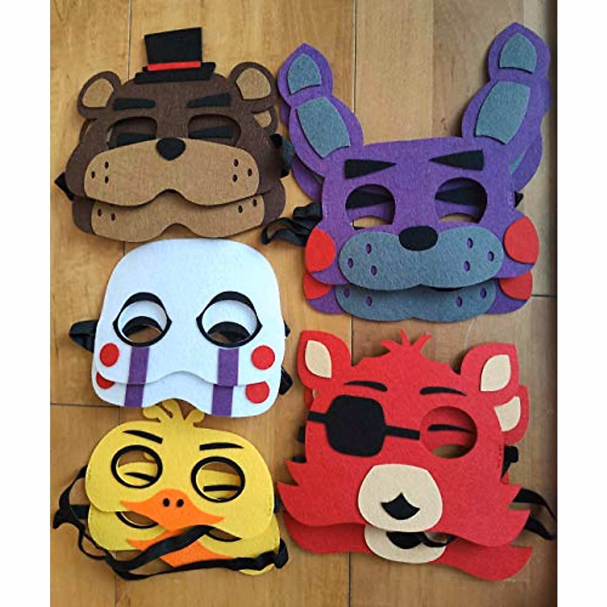 10 Pack Five Nights of Freddy's Masks Kids Cosplay Costume Party Favors Supplies Fazbear Bonnie Foxy Puppet