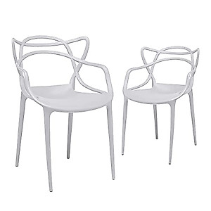 CangLong Cross Back Dining Chair Casual Chair for Restaurants, Cafes, Kitchens, Dining Rooms Set of 2, Gray