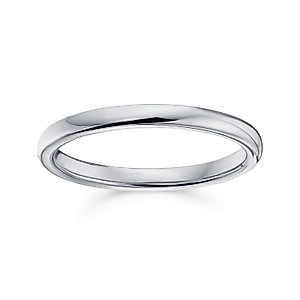 Bling Jewelry Personalized Minimalist Thin Stackable Titanium Wedding Band Ring for Men Women Silver Tone 2MM Custom Engraved